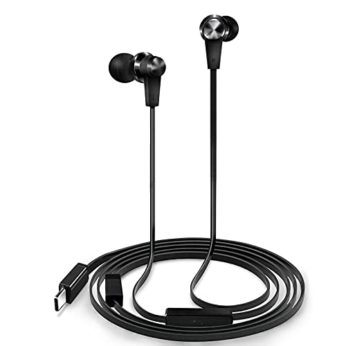 USB Type C Earbud Headphones, Hi-Res in-Ear Earphone with Mic Compatible with iPad Pro/MacBook Pro/Air, Google Pixel 3a/xl/3/2, OnePlus 8/7, Motorola, HTC, Sony Xperia, Xiaomi, Essential USB C Phone