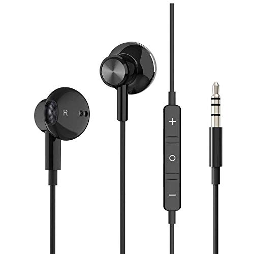 Wired Earbuds Noise Isolating In-Ear Headphones Earphones with Mic Volume Control 3.5mm Plug for Sports Workout Compatible with Cell Phones Android Samsung Galaxy Moto Tablets Laptops Computer (Black)