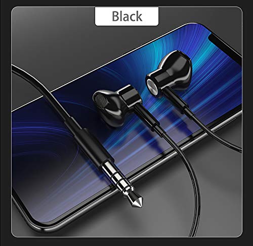 Wired Earbuds Noise Isolating In-Ear Headphones Earphones with Mic Volume Control 3.5mm Plug for Sports Workout Compatible with Cell Phones Android Samsung Galaxy Moto Tablets Laptops Computer (Black)