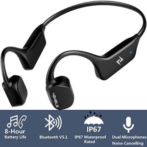 Bone Conduction Open-Ear Bluetooth Sport Headphones, Premium Wireless Over-Ear Earphones with Built-in Dual Mic works for Running, Workouts, Bicycling, Hiking, Gym, Driving, Office and Many More