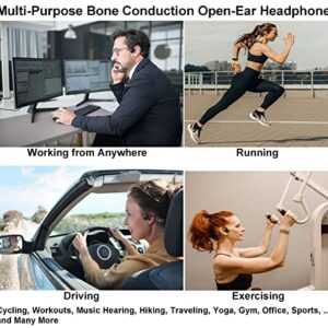 Bone Conduction Open-Ear Bluetooth Sport Headphones, Premium Wireless Over-Ear Earphones with Built-in Dual Mic works for Running, Workouts, Bicycling, Hiking, Gym, Driving, Office and Many More