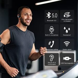 Small Bluetooth Headphones Behind The Head,Wrap Around Head Headphones with Microphone, Sports Wireless Sweatproof Headset, Foldable & Carrying Case