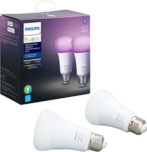 philips hue premium smart bulbs, 16 million colors, for most lamps & overhead lights, hub required, compatible with alexa, apple homekit and google assistant (2 pack)