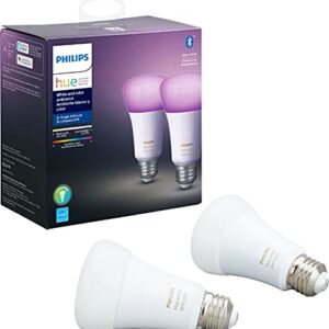 Philips Hue Premium Smart Bulbs, 16 Million Colors, for Most Lamps & Overhead Lights, Hub Required, Compatible with Alexa, Apple HomeKit and Google Assistant (2 Pack)