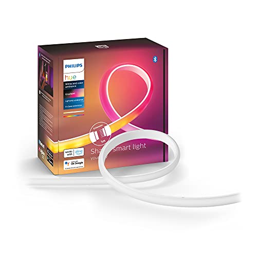 Philips Hue Gradient Ambiance Lightstrip Extension (1m/3ft Extension), Flowing Multicolor Effect, Works with Amazon Alexa, Apple Homekit and Google Assistant, Bluetooth Compatible, Requires Base Kit