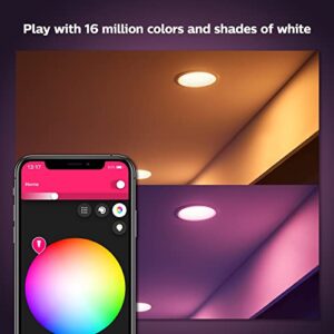 Philips Hue White and Color Ambiance Extra Bright High Lumen Dimmable LED Smart Retrofit Recessed 4" Downlight Compatible with Amazon Alexa Apple HomeKit and Google Assistant