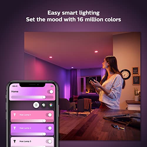 Philips Hue White and Color Ambiance Extra Bright High Lumen Dimmable LED Smart Retrofit Recessed 4" Downlight Compatible with Amazon Alexa Apple HomeKit and Google Assistant