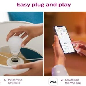 PHILIPS Color and Tunable White A19 LED 60W Equivalent Dimmable Wi-Fi Wiz Connected Smart LED Light Bulb, Easy Control with App or Voice, Works with Alexa, Google Assistant, Siri Shortcuts (4-Pack)