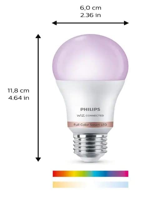 PHILIPS Color and Tunable White A19 LED 60W Equivalent Dimmable Wi-Fi Wiz Connected Smart LED Light Bulb, Easy Control with App or Voice, Works with Alexa, Google Assistant, Siri Shortcuts (4-Pack)