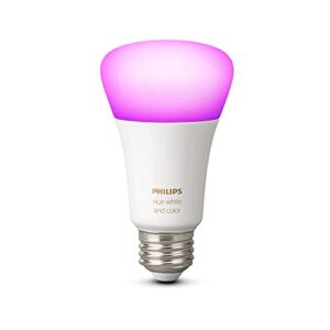 Philips Hue White and Color Ambiance A19 Base Lumen LED Smart Bulb, 800 Lumens, Bluetooth & Zigbee Compatible (Hue Hub Optional), Works with Alexa & Google Assistant, 1 Bulb