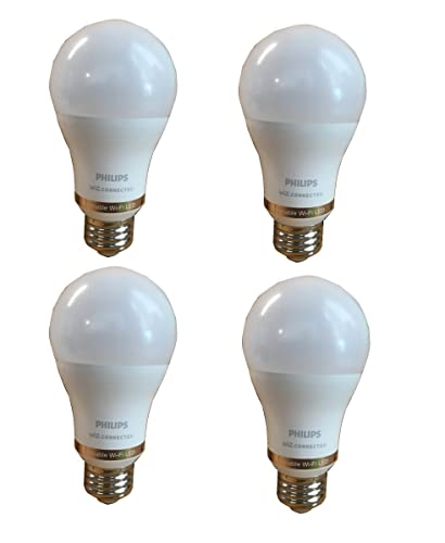 Philips Soft White A19 LED 60W Equivalent Dimmable WiZ Connected Smart Light Bulb 4 Pack