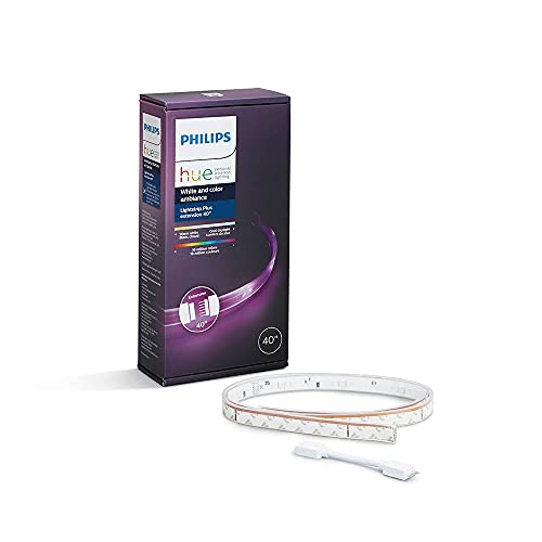 Philips Hue Lightstrip Plus (1m/3ft Extension Without Plug), Works with Amazon Alexa, Apple Homekit and Google Assistant, Bluetooth Compatible, Single Color Effect