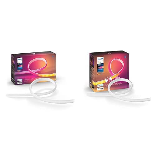 Philips Hue Bluetooth Gradient Ambiance Smart Lightstrip (6ft Base Kit + 3ft Extension Bundle), Multicolor Strip, Works with Apple Homekit and Google Home, White