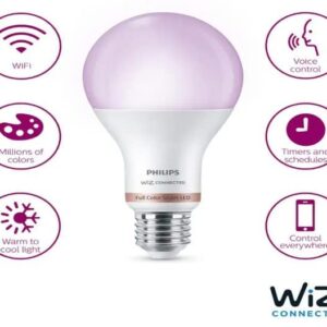 Philips Color and Tunable White A21 LED High Lumen 100W Equivalent Dimmable Smart Wi-Fi Wiz Connected Light Bulb, Compatible with Alexa, Google Assistant, and Siri Shortcuts (2-Pack) (9290024493)