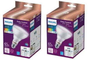 philips color and tunable white br30 led 65-watt equivalent dimmable smart wi-fi wiz connected wireless led light bulb, compatible with alexa, google assistant, siri, 2-pack recessed can light bulbs