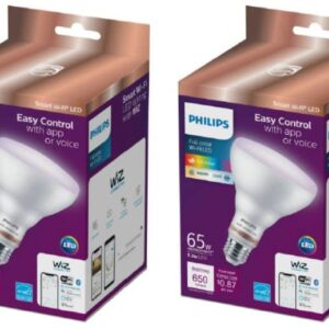 Philips Color and Tunable White BR30 LED 65-Watt Equivalent Dimmable Smart Wi-Fi Wiz Connected Wireless LED Light Bulb, Compatible with Alexa, Google Assistant, Siri, 2-Pack Recessed Can Light Bulbs