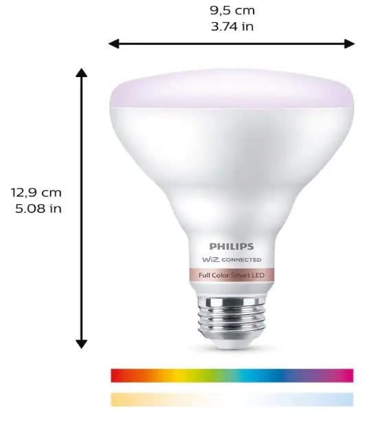 Philips Color and Tunable White BR30 LED 65-Watt Equivalent Dimmable Smart Wi-Fi Wiz Connected Wireless LED Light Bulb, Compatible with Alexa, Google Assistant, Siri, 2-Pack Recessed Can Light Bulbs