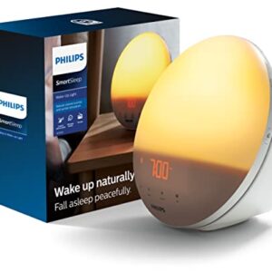 Philips SmartSleep Wake-up Light, Colored Sunrise and Sunset Simulation, 5 Natural Sounds, FM Radio & Reading Lamp, Tap Snooze, HF3520/60