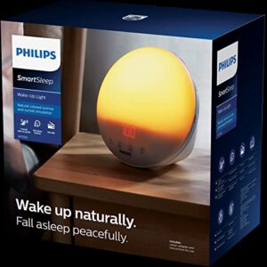 Philips SmartSleep Wake-up Light, Colored Sunrise and Sunset Simulation, 5 Natural Sounds, FM Radio & Reading Lamp, Tap Snooze, HF3520/60