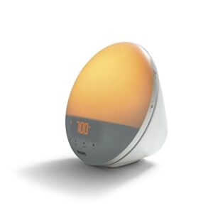 Philips SmartSleep Wake-up Light, Colored Sunrise and Sunset Simulation, 5 Natural Sounds, FM Radio & Reading Lamp, Tap Snooze, HF3520/60