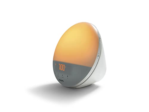 Philips SmartSleep Wake-up Light, Colored Sunrise and Sunset Simulation, 5 Natural Sounds, FM Radio & Reading Lamp, Tap Snooze, HF3520/60