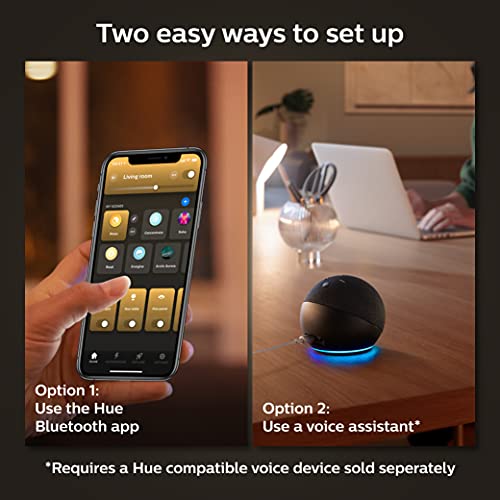 Philips Hue White Base Lumen (60W) Smart Button Starter Kit, Works With Amazon Alexa, Google Assistant, Apple HomeKit 60 Watt (OLD VERSION)