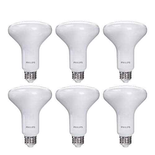 Philips LED Frosted Indoor BR30, Dimmable Warm Glow Effect, 650 Lumen, 2700-2200K, 7.2W=65W, E26 Base, 6-Pack