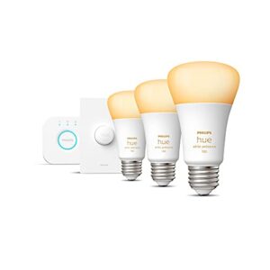 Philips Hue White Ambiance Medium Lumen (75W) Smart Button Starter Kit, Hub Included, 16 Millions Colors, Works with Amazon Alexa, Google Assistant, Apple HomeKit