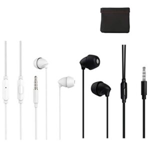 dark wolf 2packs sleep earphone gift earphone bag,noise isolating in-ear sleep earbuds,unique soft silicone perfect for insomnia side sleeper, yoga,medi 3.5mm jack（white&black