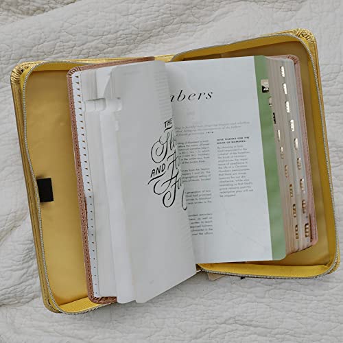 10x7 Inch Personalized Bible Cover – Create Your Own Design, Custom Bible Cover and Carrying Case with Handle – Leatherette Book Covers and Bible Case for Women - Gold (Design 3)