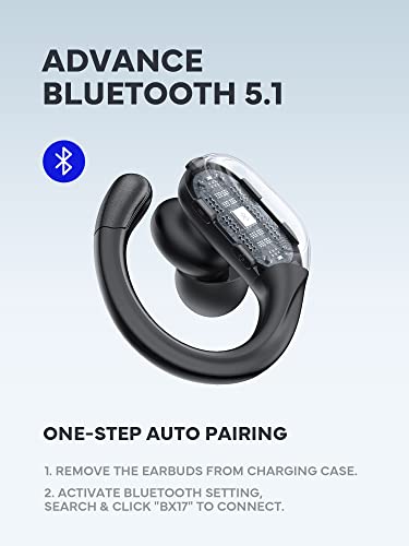 BEARTAIN Wireless Earbuds with Earhooks, 75hrs Battery Life Running Headphones Bluetooth 5.1 with LED Display, IPX7 Waterproof Wireless Earphones with Charging case for Sport, Running