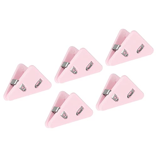 PATIKIL Multifunctional Document Clip,5Pcs Triangular Clips for Books Pages, Prevent Books Curling for Office, Reading Markers Clips, Pink