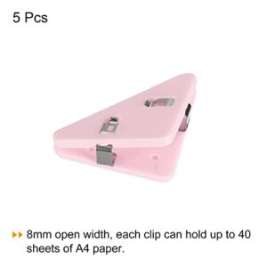 PATIKIL Multifunctional Document Clip,5Pcs Triangular Clips for Books Pages, Prevent Books Curling for Office, Reading Markers Clips, Pink