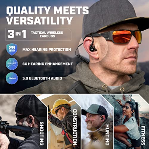 AXIL GS Extreme 2.0 Shooting Ear Protection Ear Buds – Hearing Enhancement & Noise Isolation Bluetooth Earbuds – Bluetooth Hearing Protection w/Dynamic Speakers – 25-Hour Ear Protection for Shooting