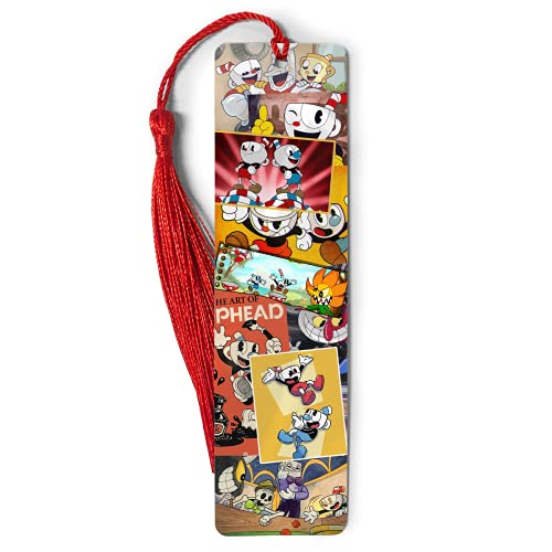 Bookmarks Ruler Metal Cuphead Bookography Collage Measure Tassels Bookworm for Bibliophile Gift Christmas Ornament Reading Bookmark Markers Book