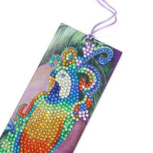 Parrot Diamond Painting Bookmark - pigpigboss 2 Sets Bookmark Diamond Painting Kit Bookmark Diamond Painting with Tassel Parrot Diamond Dots Arts Crafts Kit Bookmark for Adult Kids (21 x 6 cm)