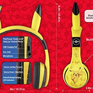 eKids Pokemon Kids Bluetooth Headphones, Wireless Headphones with Microphone Includes Aux Cord, Volume Reduced Kids Foldable Headphones for School, Home, or Travel