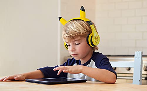 eKids Pokemon Kids Bluetooth Headphones, Wireless Headphones with Microphone Includes Aux Cord, Volume Reduced Kids Foldable Headphones for School, Home, or Travel