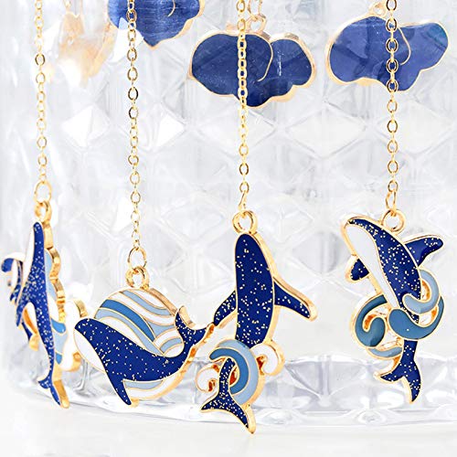 ZARYIEEO Office Products 4 Pcs Bookmarks Blue Whale Metal Bookmark with A String of Pendant Book Maker for Adults Kids Book Lovers Bookmarks for Reading Bookmarks Bulk Book Accessories