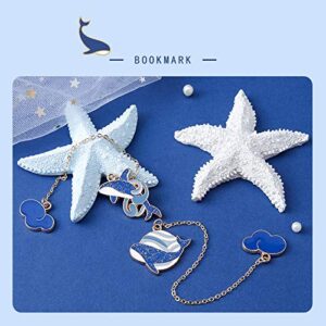 ZARYIEEO Office Products 4 Pcs Bookmarks Blue Whale Metal Bookmark with A String of Pendant Book Maker for Adults Kids Book Lovers Bookmarks for Reading Bookmarks Bulk Book Accessories