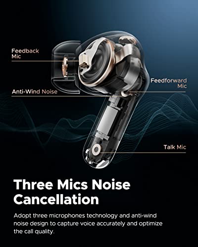 SoundPEATS Capsule3 Pro Wireless Earbuds with Hi-Res and LDAC, 43dB Hybrid Active Noise Cancelling Bluetooth 5.3 Earphones with 6 Mics for Calls, 52 Hours of Playtime, Transparency Mode, Game Mode