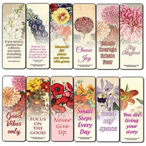 Creanoso Pretty Flower Inspirational Sayings Bookmarks (60-Pack) – Inspiring Inspirational Sayings Bookmarker Cards – Premium Stocking Stuffer Gift for Men, Women, Teens, Bookworms