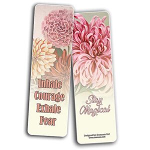 Creanoso Pretty Flower Inspirational Sayings Bookmarks (60-Pack) – Inspiring Inspirational Sayings Bookmarker Cards – Premium Stocking Stuffer Gift for Men, Women, Teens, Bookworms