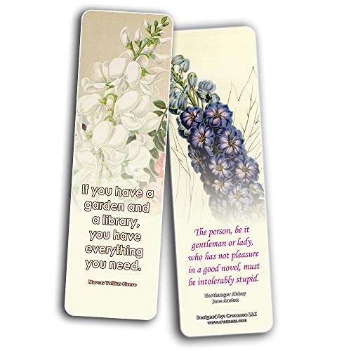 Creanoso Pretty Flower Inspirational Sayings Bookmarks (60-Pack) – Inspiring Inspirational Sayings Bookmarker Cards – Premium Stocking Stuffer Gift for Men, Women, Teens, Bookworms