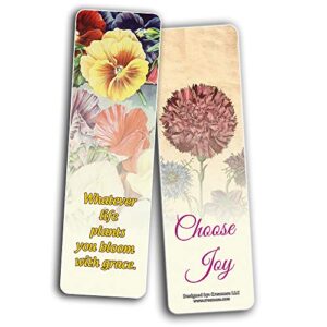 Creanoso Pretty Flower Inspirational Sayings Bookmarks (60-Pack) – Inspiring Inspirational Sayings Bookmarker Cards – Premium Stocking Stuffer Gift for Men, Women, Teens, Bookworms