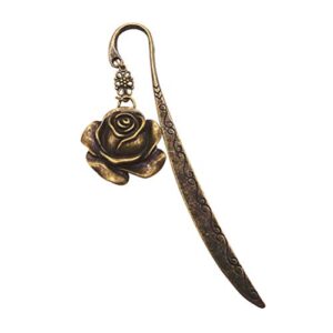 amosfun 2pcs retro book mark vintage metal rose bookmark document label wedding party favor gifts(golden)