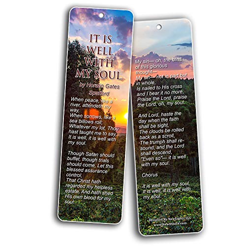 Hymn Bookmarks Series 1 - Amazing Grace (60-Pack) - Classic Gospel Song Lyrics - Bring You Back to The Good Old Day Worship - Stocking Stuffers for Men Women