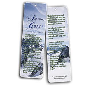 Hymn Bookmarks Series 1 - Amazing Grace (60-Pack) - Classic Gospel Song Lyrics - Bring You Back to The Good Old Day Worship - Stocking Stuffers for Men Women