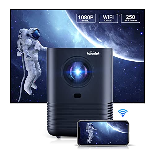 Hasatek Projector,Portable Projector, Black,Mini Projector with WiFi and Bluetooth,Outdoor Projector 4k for Movies Night,Native 1080p HD,10W Speaker,150 Inch Picture,Home Entertainment