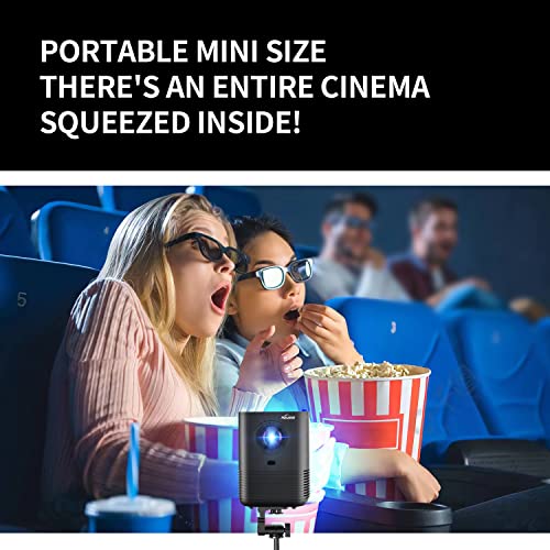 Hasatek Projector,Portable Projector, Black,Mini Projector with WiFi and Bluetooth,Outdoor Projector 4k for Movies Night,Native 1080p HD,10W Speaker,150 Inch Picture,Home Entertainment